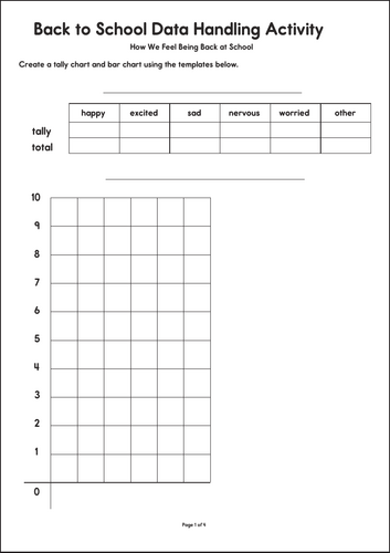 Back to School Data Handling Activities | Tally & Bar Charts | Emotions ...