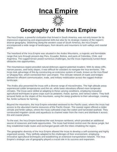 Inca Empire: Geography “Article & Questions” Assignment | Teaching ...