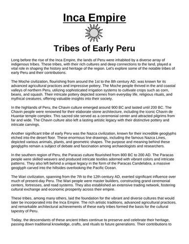 Inca Empire: Tribes of Early Peru “Article & Questions” Assignment ...