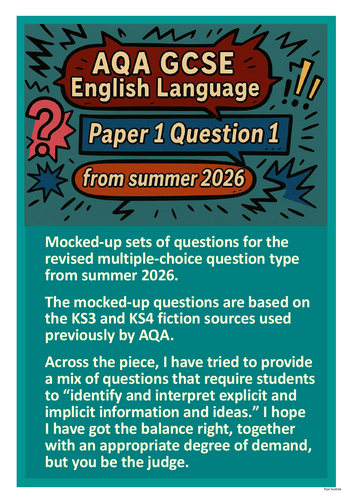 AQA GCSE English P1Q1 Mock-Ups From 2026 | Teaching Resources