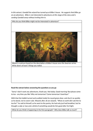 English KS3 SATS 11+ The Hobbit Chapter 1 The Dwarves Arrive ...