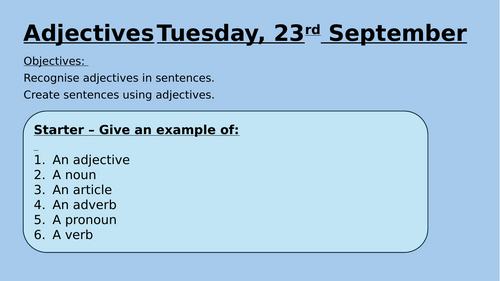ESOL Entry 2 adjectives lesson | Teaching Resources