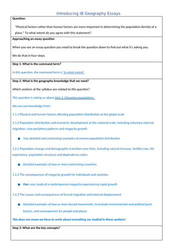 Geography IB DP Unit 1 Worksheets – Changing Populations | Teaching ...