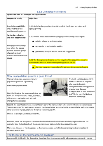 Geography IB DP Unit 1 Worksheets – Changing Populations | Teaching ...
