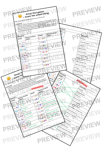Emoji Decryption: School-Themed Game | Teaching Resources