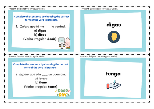 Spanish Present Subjunctive Flashcards – GCSE & A‑Level | Regular ...