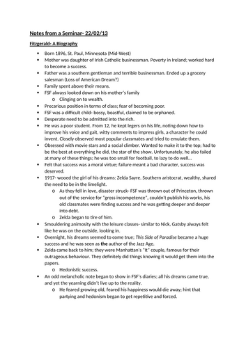 The Great Gatsby – Full Scheme of Work (OCR A Level English Literature ...