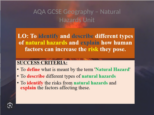 AQA GCSE Geography What are Natural Hazards? | Teaching Resources