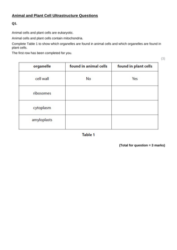 1.1 Comparing animal and plant cells - Structure and function in ...
