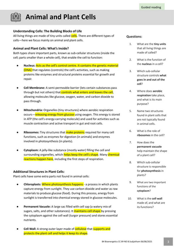 GCSE Plant and Animal Cells | Teaching Resources