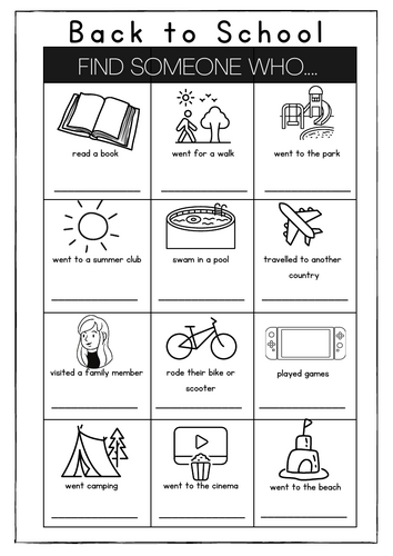 Back To School First Day Find Someone Who Activity | Teaching Resources