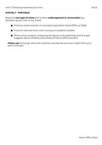WJEC Criminology Unit 1: AC1.1 to AC1.6 - PPTs with Activity Sheets ...