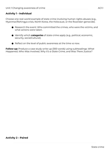 WJEC Criminology Unit 1: AC1.1 to AC1.6 - PPTs with Activity Sheets ...