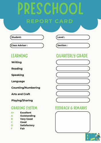 Simple Preschool Report Card (Printable PDF) | Teaching Resources