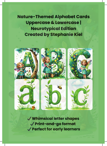 Nature-Themed Alphabet Cards with Art – 52 Printable Upper & Lowercase ...