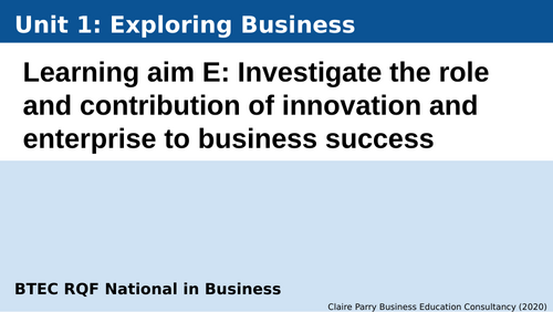 BTEC National in Business - Unit 1 Exploring Business complete resource ...