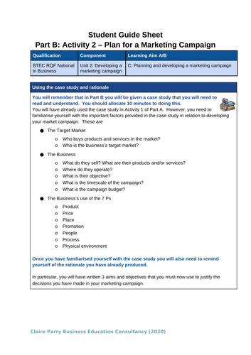 BTEC National in Business - Unit 2: Developing a marketing campaign ...