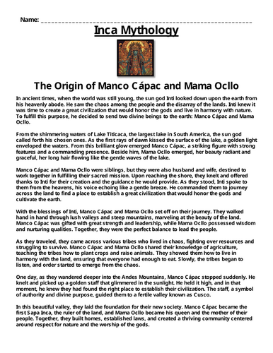 Inca Myth: The Origin of Manco Cápac and Mama Ocllo “Article ...