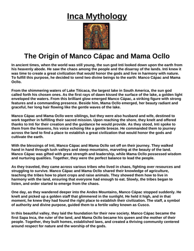 Inca Myth: The Origin of Manco Cápac and Mama Ocllo “Article ...