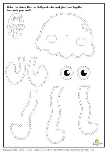 Jellyfish Art & Craft Printable Pack Build a Jellyfish – Cut, Color ...
