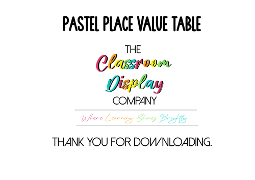 Pastel Place Value Grid | Teaching Resources