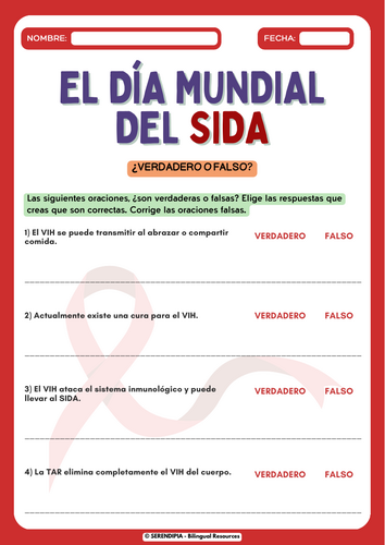 VIH/SIDA Lectura | World AIDS Day Spanish Reading | HIV/AIDS Awareness ...