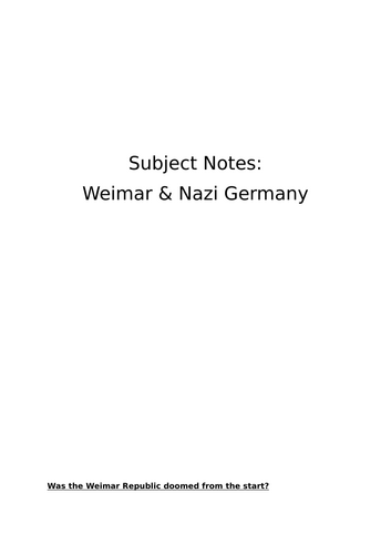 IGCSE History Revision Bundle (Versailles, Nazi Germany, Outbreak of ...