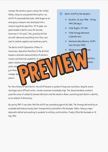 Berlin Blockade 1948–49 Cold War Lesson Pack | GCSE History | Source ...
