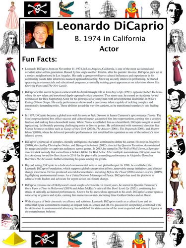 Leonardo DiCaprio PACKET & ACTIVITIES, Important Historical Figures ...