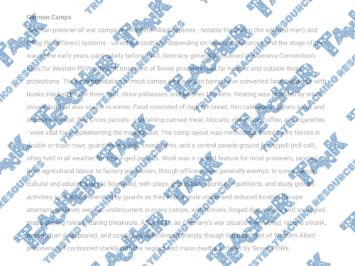 WW2 Prisoners of War Camps - Comparative Experiences | Teaching Resources