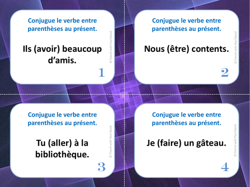 Les verbes irréguliers fréquents au présent - 28 cartes à tâches ...