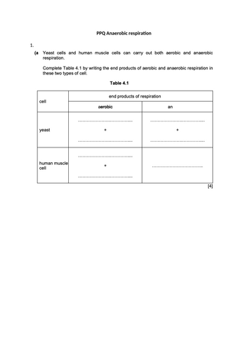 B12 Respiration (IGCSE Cambridge - Double - Biology) | Teaching Resources