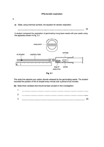 B12 Respiration (IGCSE Cambridge - Double - Biology) | Teaching Resources