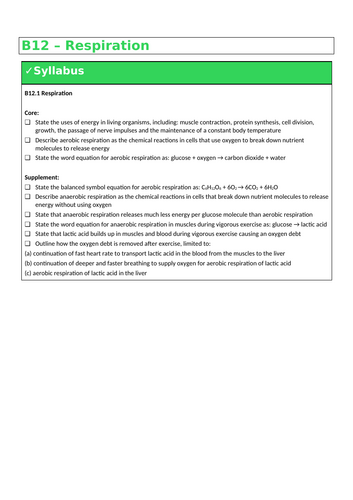 IGCSE Cambridge - Double - ALL BIOLOGY (B1-B19) | Teaching Resources