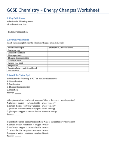 AQA GCSE Chemistry: Energy Changes - exothermic and endothermic ...