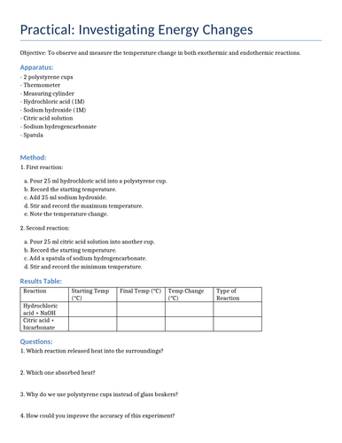 AQA GCSE Chemistry: Energy Changes - exothermic and endothermic ...