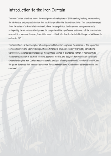 Introduction to the Iron Curtain – 17-Page GCSE History Cold War Study ...