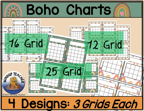 Boho Rainbow Sticker Reward Charts Printable - 4 Designs - 12 16 & 25 ...
