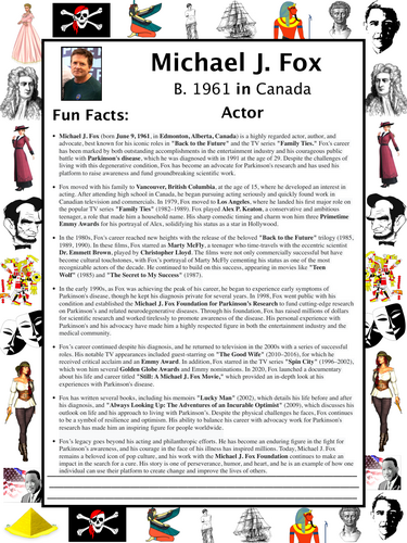 Michael J Fox PACKET & ACTIVITIES, Important Historical Figures Series ...