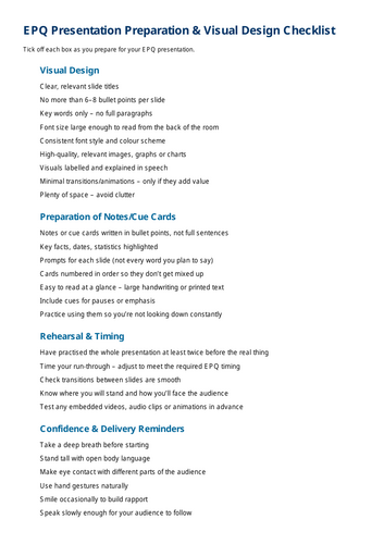 EPQ - Presentation Tips and Tricks | Teaching Resources