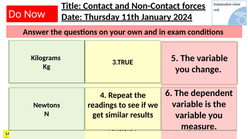 Contact and Non-Contact forces KS3 Science | Teaching Resources