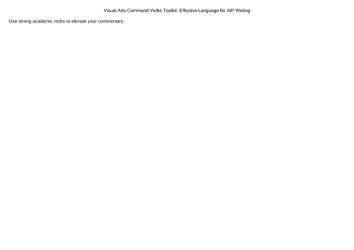 IB Visual Arts 2027 - Artist-Inquiries Portfolio Command Verbs Toolkit ...