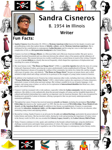 Sandra Cisneros PACKET & ACTIVITIES, Important Historical Figures ...