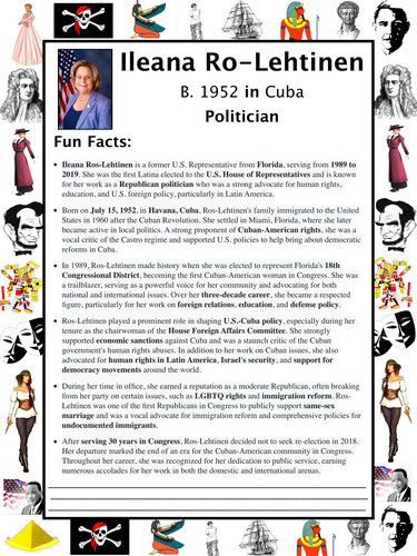 Ileana Ro-Lehtinen PACKET & ACTIVITIES, Important Historical Figures ...
