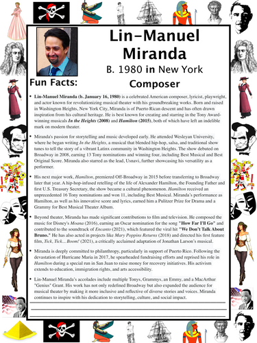 Lin-Manuel Miranda PACKET & ACTIVITIES, Important Historical Figures ...