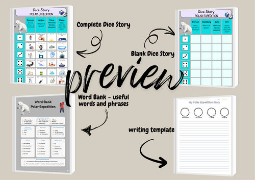 Dice Story - Polar Expedition + Template and Word Bank | Teaching Resources