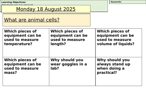 Animal Cells lesson KS3 / KS4 Biology | Teaching Resources