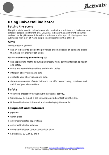 KS3 Year 7 Chemistry - Acids and Alkalis - Indicators and pH | Teaching ...