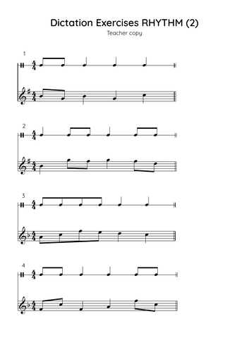 GCSE MUSIC DICTATION PRACTICE EXERCISES - RHYTHM part 2 | Teaching ...