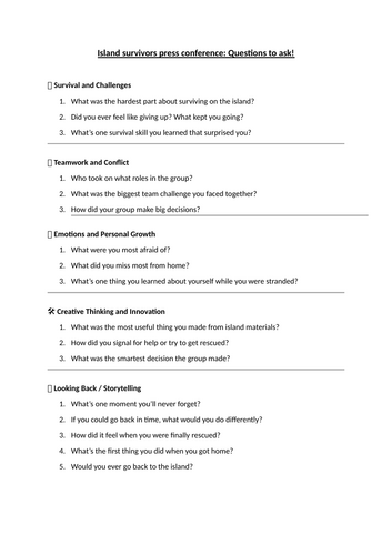 Half Term Bundle Y7/Y8 Writing Project English- Desert Island ...